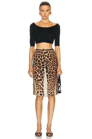 Saint Laurent Cropped Fuzzy Knit Cardigan