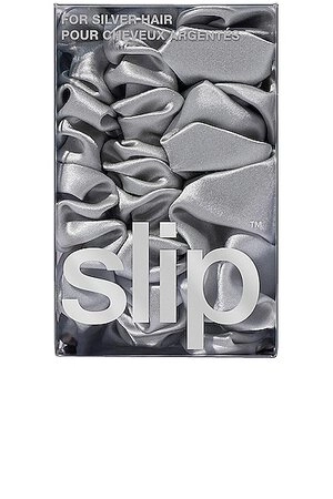 Slip Assorted Pure Silk Scrunchies Set Of 3 - Silver