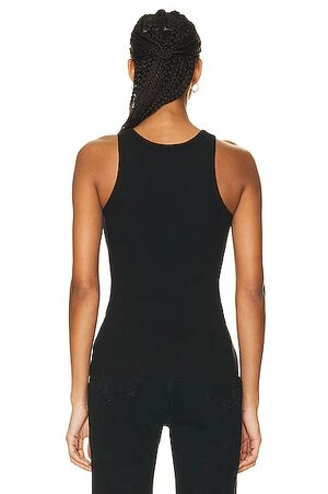Eterne High Neck Fitted Tank Top - Black
