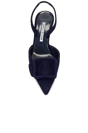 Manolo Blahnik Maysli 70 Suede Slingback Pumps - Navy
