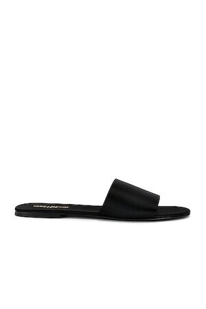 Saint Laurent Satin Slides - Nero