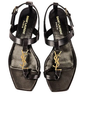 Saint Laurent Saint Laurent Cassandra Flat Sandals Nero