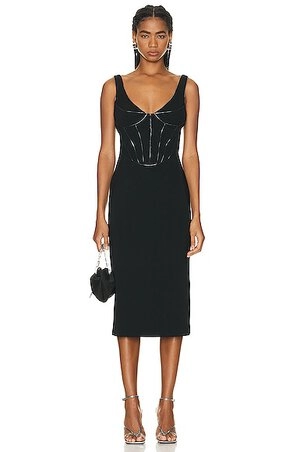 ET OCHS Valerie Corset Midi Dress - Black