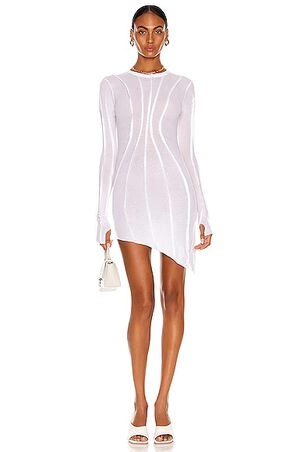 SAMI MIRO VINTAGE Asymmetric Ribbed Mini Dress - White