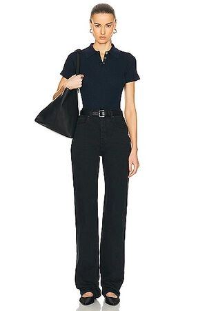 Guest In Residence Shrunken Polo Top - Midnight