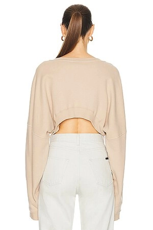 Saint Laurent Cropped Sweatshirt - Poudre