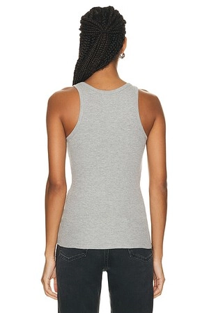 Eterne High Neck Fitted Tank Top - Heather Grey