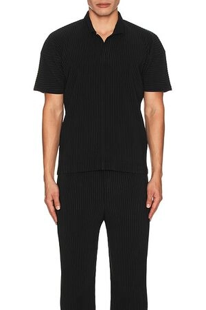 Issey Miyake Homme Plisse Issey Miyak Pleated Polo - Black