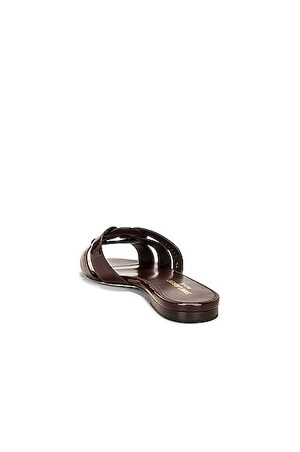 Saint Laurent Tribute Flat Sandal - Barolo