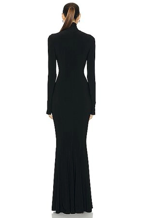 Norma Kamali Long Sleeve Turtle Fishtail Gown