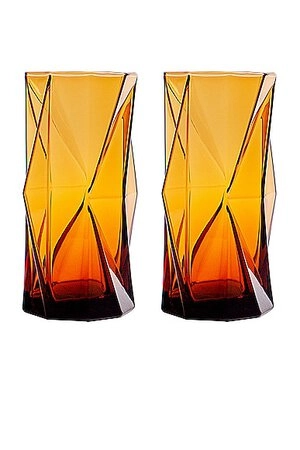 MAX ID NY Ghost Highball Glass Pair - Amber