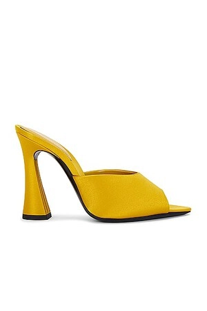 Saint Laurent Suite Mule Sandal In Satin - Ocre
