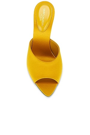 Saint Laurent Suite Mule Sandal In Satin - Ocre