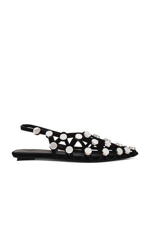 Attico Grid Ballerina Flat - Black