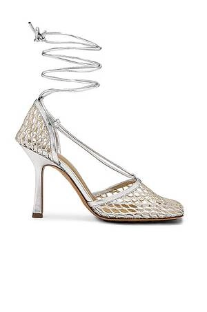 Bottega Veneta Bottega Veneta Stretch Metallic Leather Sandals Silver