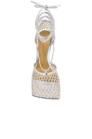 Bottega Veneta Stretch Metallic Leather Sandals - Silver
