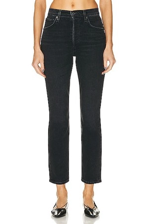 AGOLDE Riley Long High Rise Straight Jeans - Panoramic