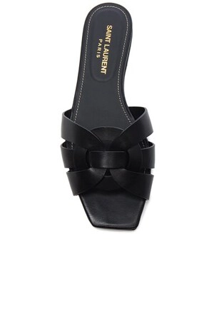 Saint Laurent Tribute Flat Sandals - Black