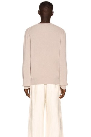 THE ROW Benji Crew Neck Cashmere Blend Jumper - Limestone