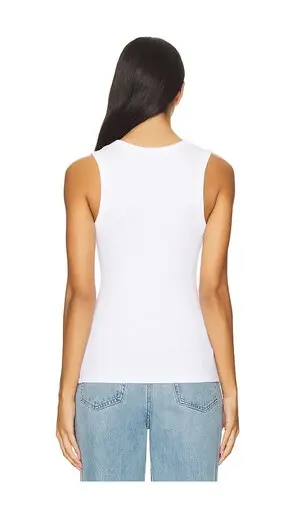 Enza Costa Textured Rib Sleeveless U - White