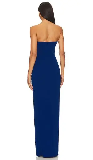 Katie May Strapless Ruched Gown With Slit