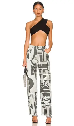 Miaou Printed Cotton Blend Trousers