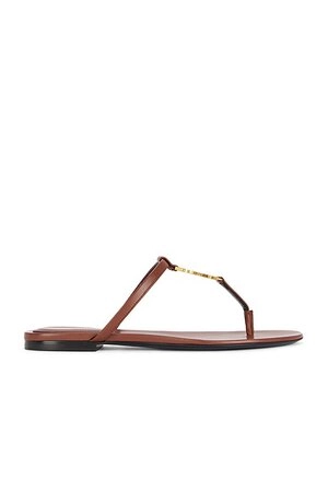 Saint Laurent Saint Laurent Cassandra Flat Sandal Aesthetic Brown
