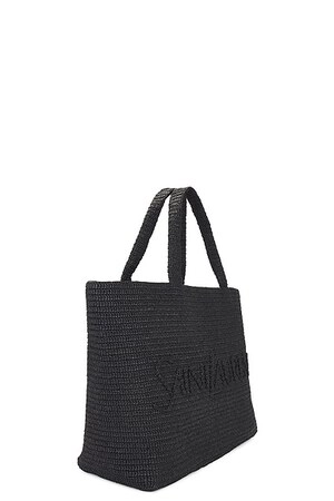 Saint Laurent Raffia Tote Bag With Embossed Logo
