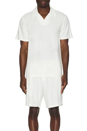 Frescobol Carioca Faustino Terry Cotton Blend Short Sleeve Polo - Ivory
