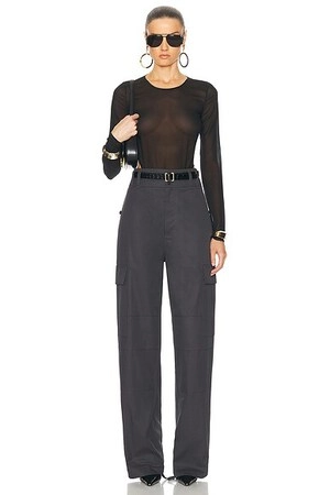 Saint Laurent Wide Leg Pant - Gris Fonce