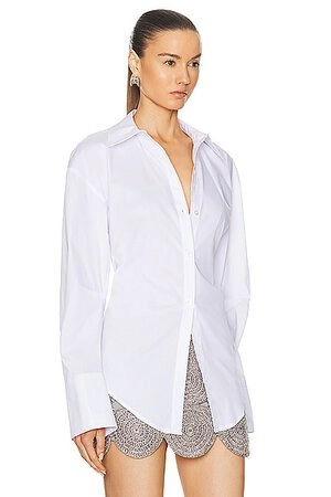 SIMONMILLER Loch Poplin Button Up Shirt - Macadamia