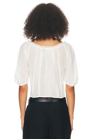 HELSA Voile Peasant Blouse - Ivory
