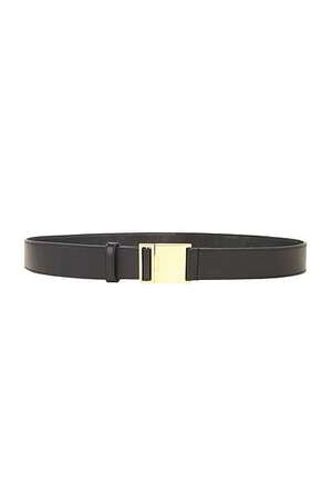Saint Laurent Leather Belt With Gold-tone Buckle - Nero