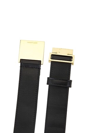 Saint Laurent Leather Belt With Gold-tone Buckle
