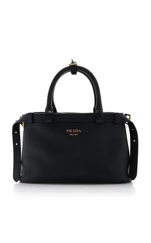 Prada Leather Top Handle Bag - Black