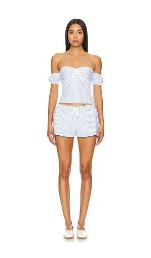 Majorelle Cynthia Off-the-shoulder Top With Bow Detail - Blue