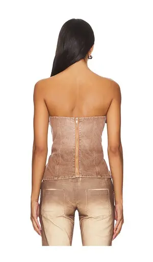Superdown Denim Corset Top With Lace-up Front