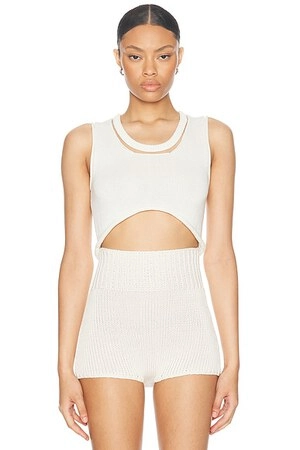 AISLING CAMPS Cropped Tank Top - Ivory