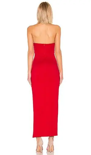 Superdown Strapless Maxi Dress With Thigh Slit - Red
