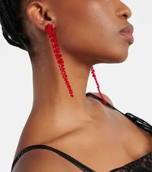 Simone Rocha Crystal Drop Earrings - Red
