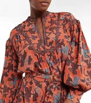 Ulla Johnson Taiana Floral Printed Silk Midi Dress