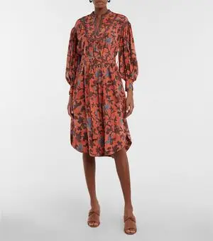 Ulla Johnson Taiana Floral Printed Silk Midi Dress