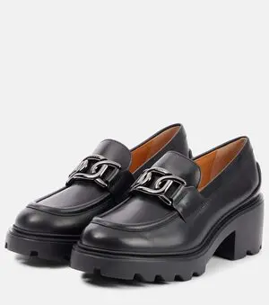 TOD'S Leather Loafer Pumps With Chain Detailing