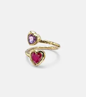 OCTAVIA ELIZABETH Moi And Toi 18kt Gold Ring With Sapphires And Rubies - Multicoloured