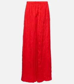JOSEPH Thoresby Plisse Silk Palazzo Pants - Red