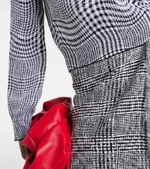 Burberry Houndstooth Wool-blend Turtleneck Sweater - Grey