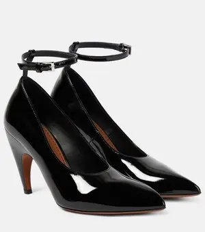 Alaïa Shark Patent Leather Pumps With Buckle-fastening Ankle Strap - Black