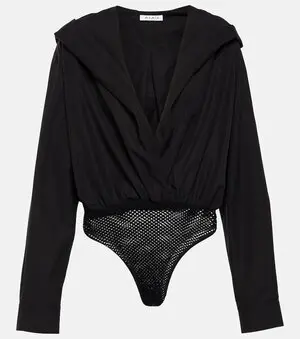 Alaïa Hooded Cotton Bodysuit - Black