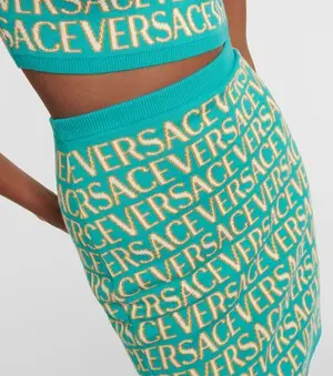 Versace Allover Logo Cotton-blend Miniskirt