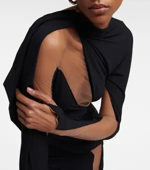 MUGLER Draped Tulle-embellished Minidress